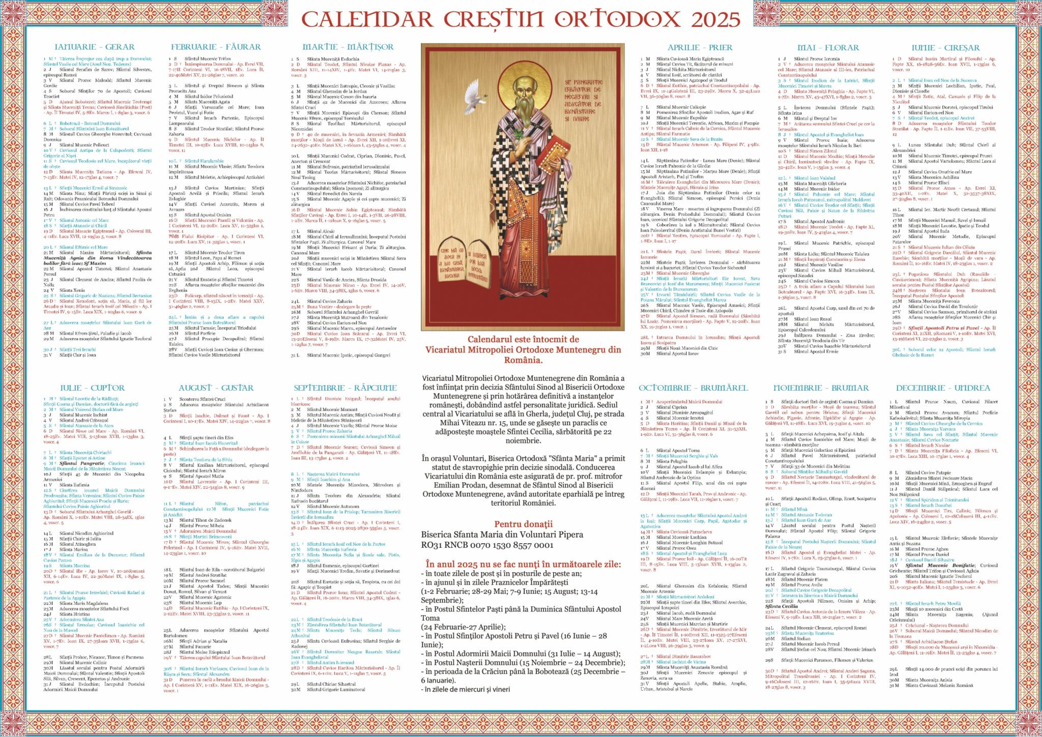Calendar 2025 - Istoria Bisericii Ortodoxe Muntenegrene